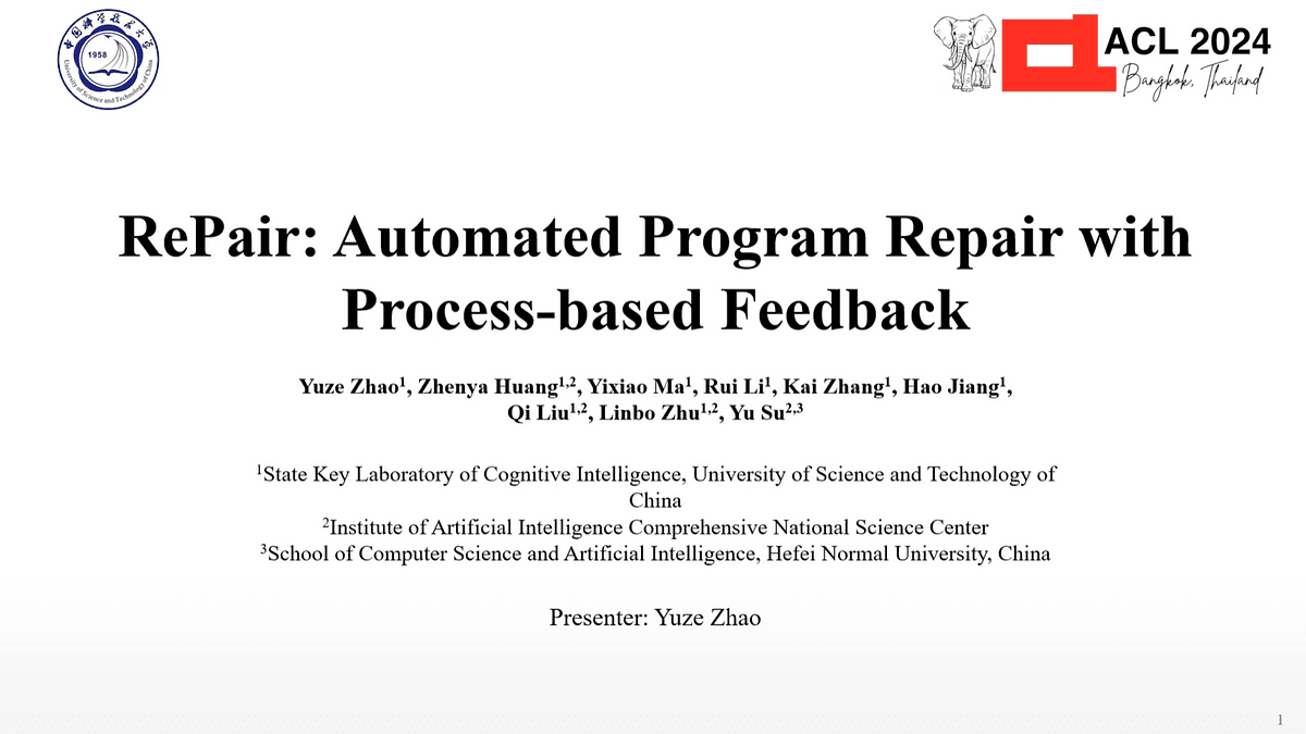 Underline | RePair: Automated Program Repair with Process-based Feedback