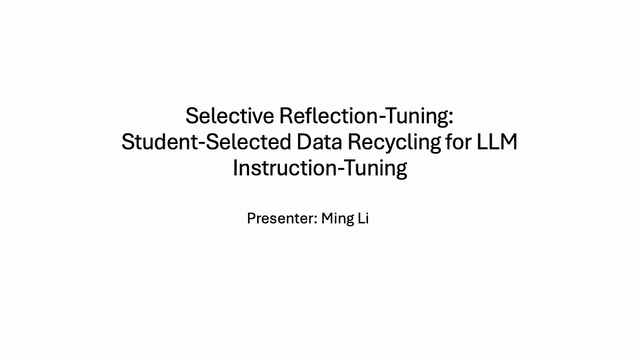 Underline | Selective Reflection-Tuning: Student-Selected Data Recycling for LLM Instruction-Tuning