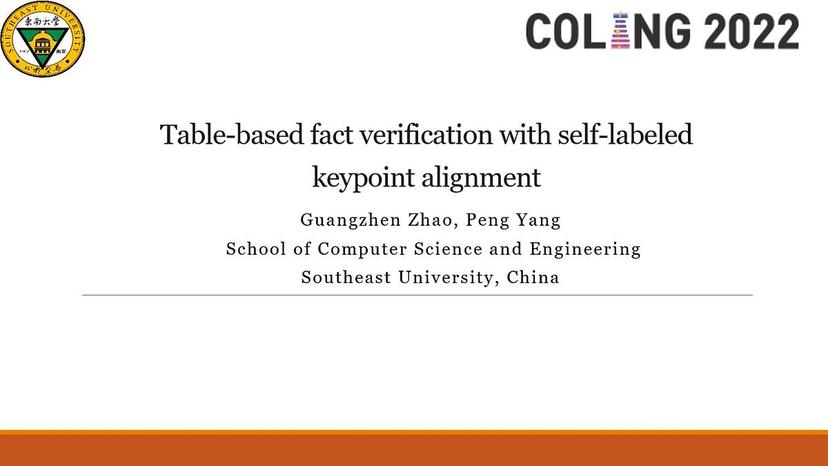 Underline | Table-based fact verification with self-labeled keypoint alignment