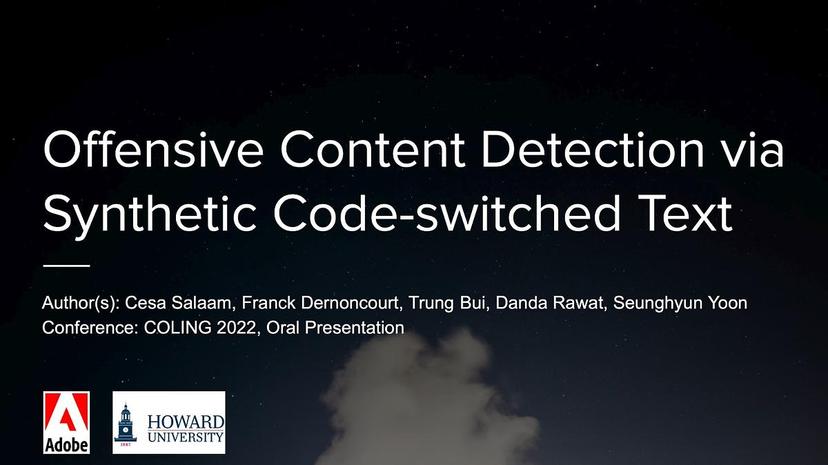 Underline Offensive Content Detection Via Synthetic Code Switched Text 