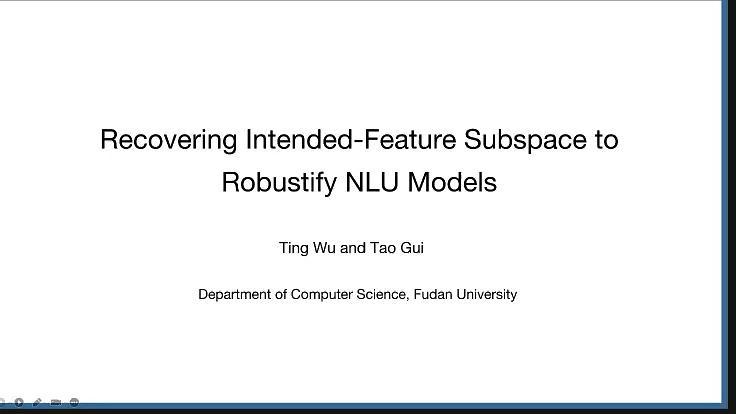 Underline | Less is Better: Recovering Intended-Feature Subspace to Robustify NLU Models