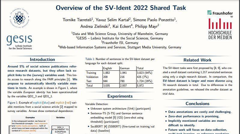 Underline | Overview of the SV-Ident 2022 Shared Task on Survey ...