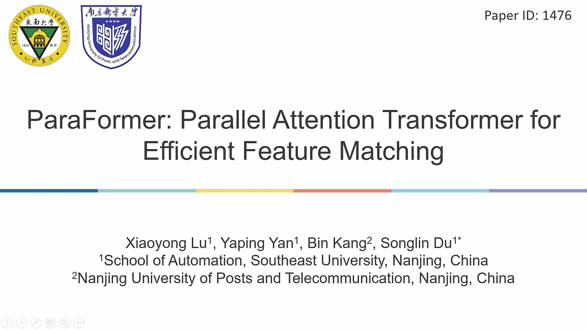 Underline | ParaFormer: Parallel Attention Transformer for Efficient Feature Matching