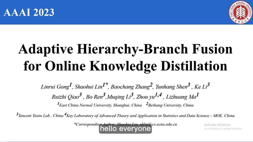 Underline | Adaptive Hierarchy-Branch Fusion for Online Knowledge Distillation
