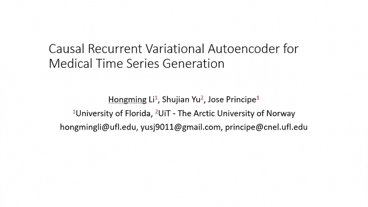 Underline Causal Recurrent Variational Autoencoder For Medical Time Series Generation 
