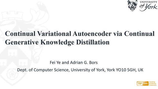 Underline Continual Variational Autoencoder Via Continual Generative Knowledge Distillation
