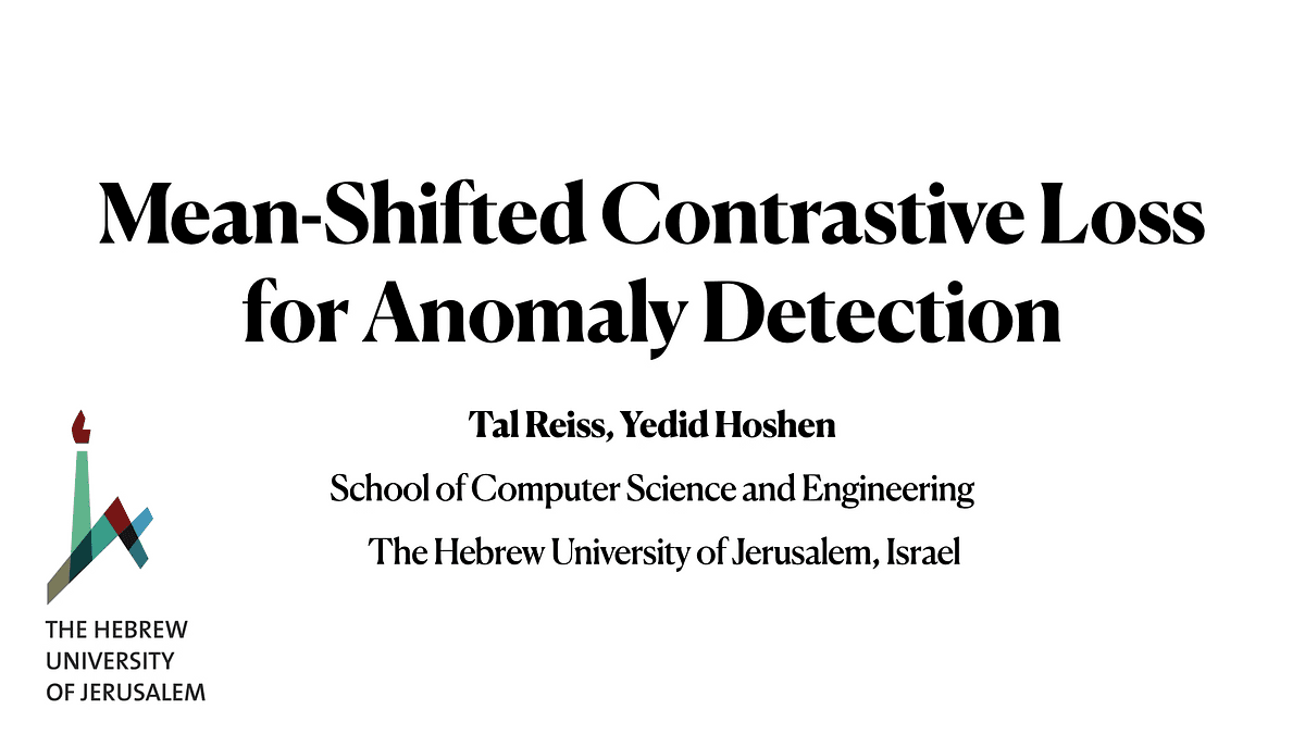 Underline | Mean-Shifted Contrastive Loss for Anomaly Detection