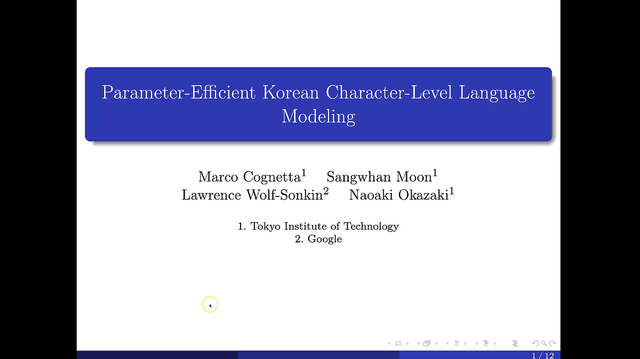 Parameter-Efficient Korean Character-Level Language Modeling | Underline