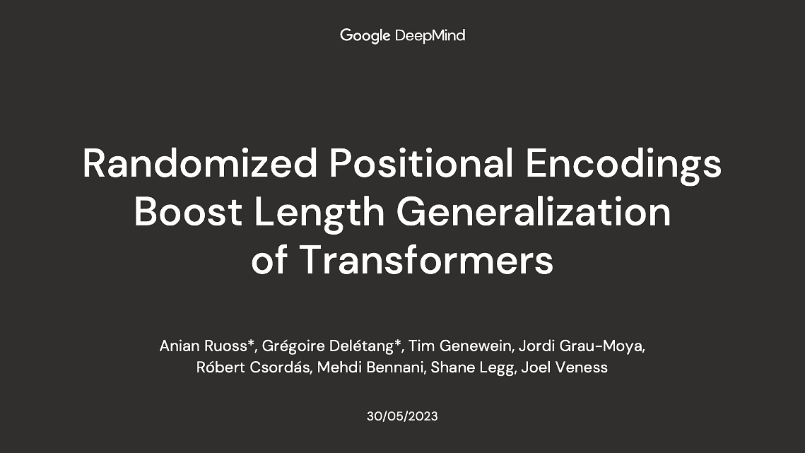 Randomized Positional Encodings Boost Length Generalization of Transformers | Underline