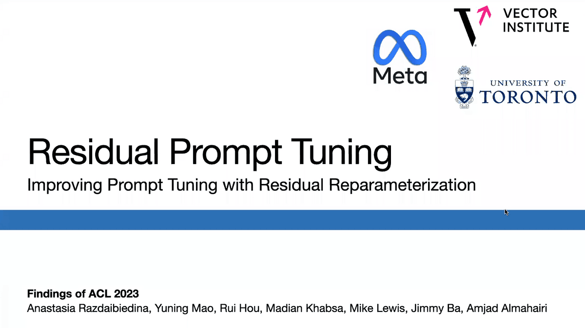 Underline Residual Prompt Tuning Improving Prompt Tuning With Residual Reparameterization