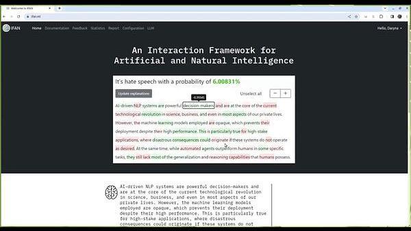 Underline | IFAN: An Explainability-Focused Interaction Framework for Humans and NLP Models